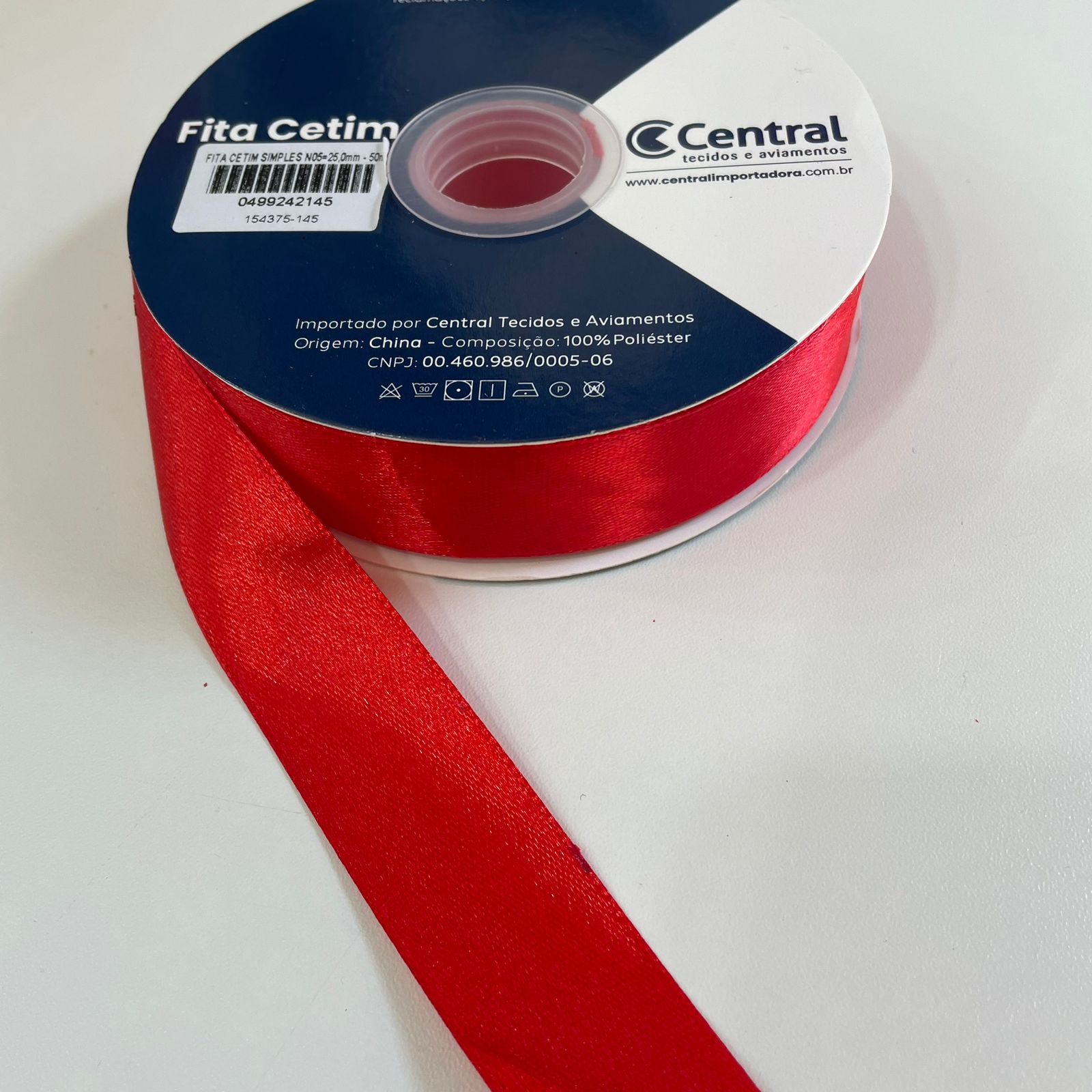 CENTRAL DE TECIDOS - Fita Cetim N5 22mm | Vermelha