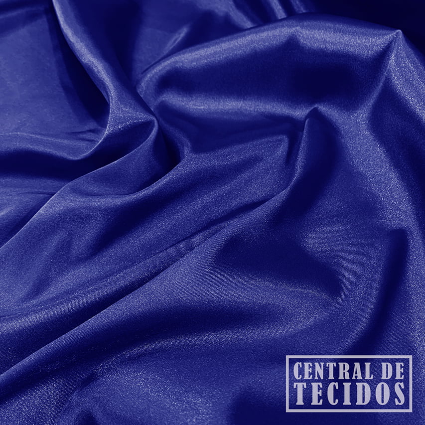 Central De Tecidos Cetim Com Elastano Azul Royal