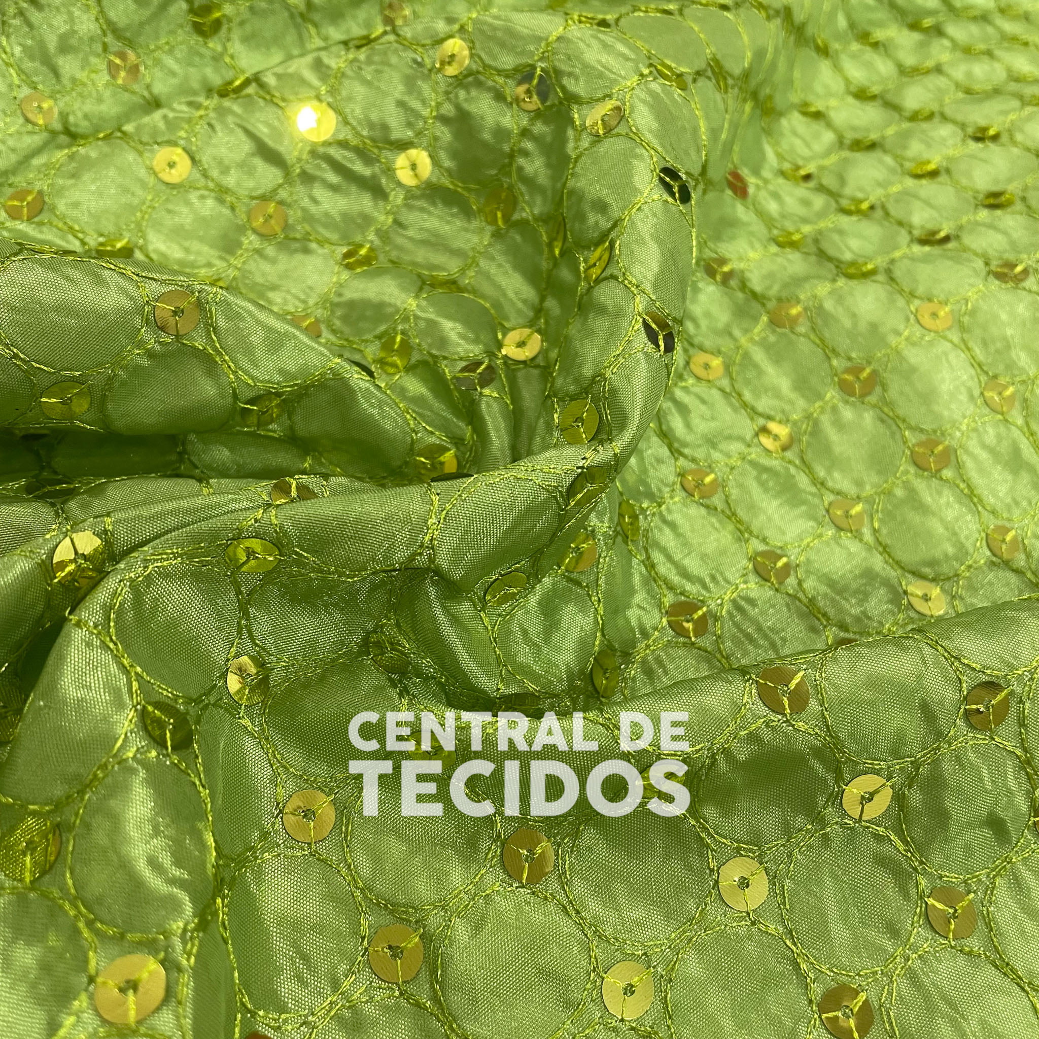 CENTRAL DE TECIDOS - Paetê | Cetim Verde Avocado