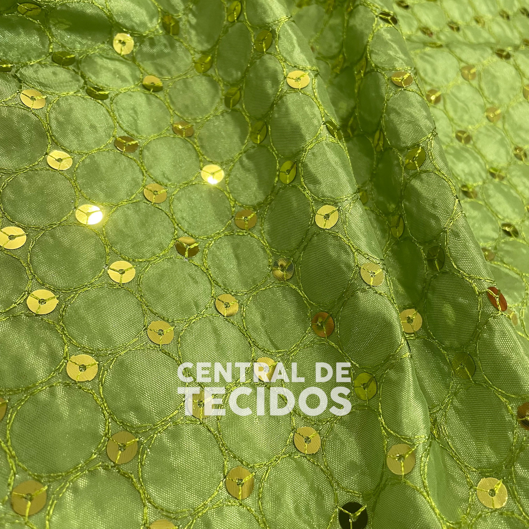 CENTRAL DE TECIDOS - Paetê | Cetim Verde Avocado