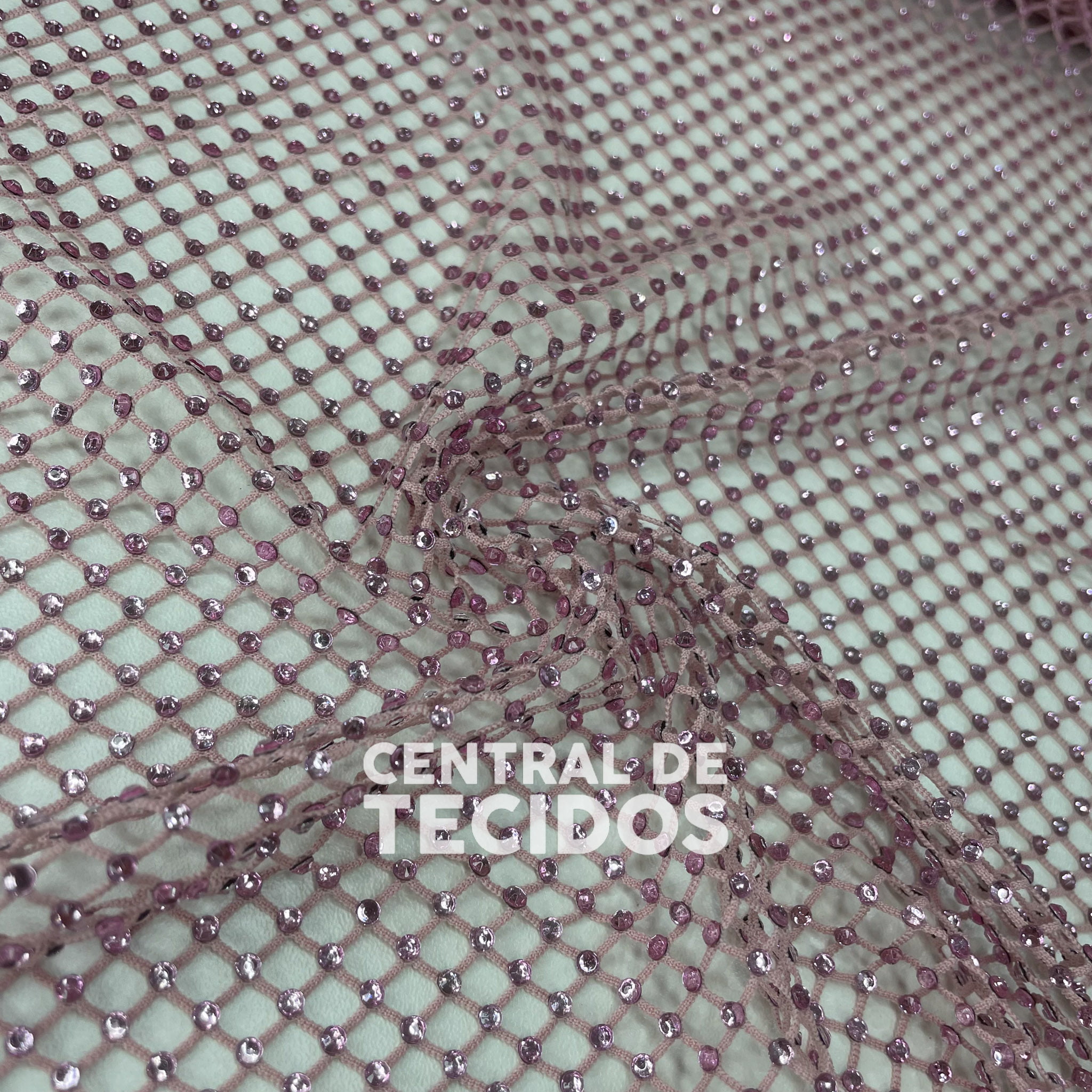 CENTRAL DE TECIDOS - Tela Strass Boreal | Rosé