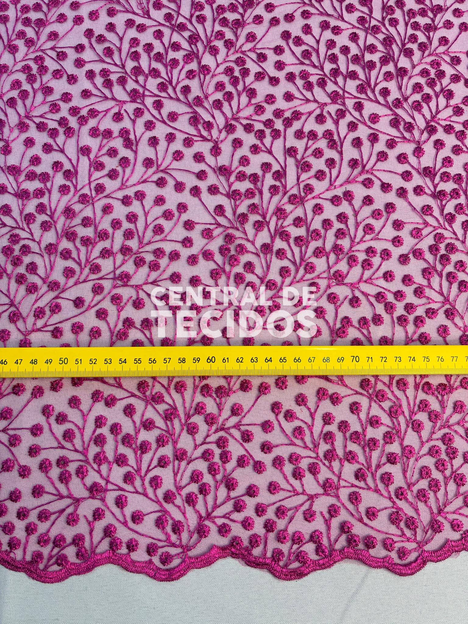 CENTRAL DE TECIDOS - Tule Bordado Nicey Pink